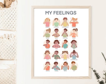 MY FEELINGS ASL Sign Language Flashcards 20 Emotions Educational ...