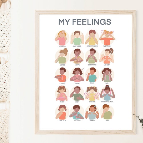 MY FEELINGS ASL Sign Language Flashcards 20 Emotions - Etsy