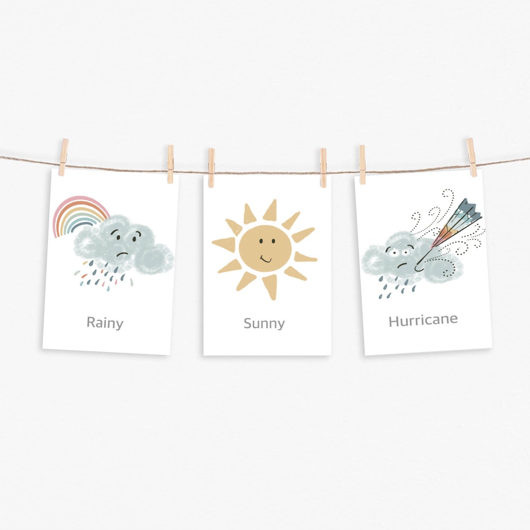 WEATHER FLASHCARDS - MINIMALIST - Weather - Montessori - Classroom ...