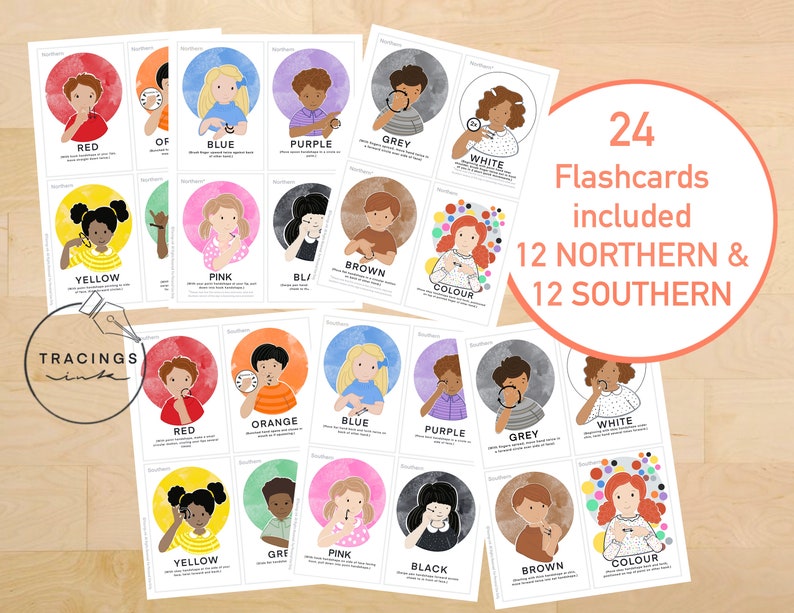 AUSLAN COLOUR FLASHCARDS Printable Sign Language - Educational ...