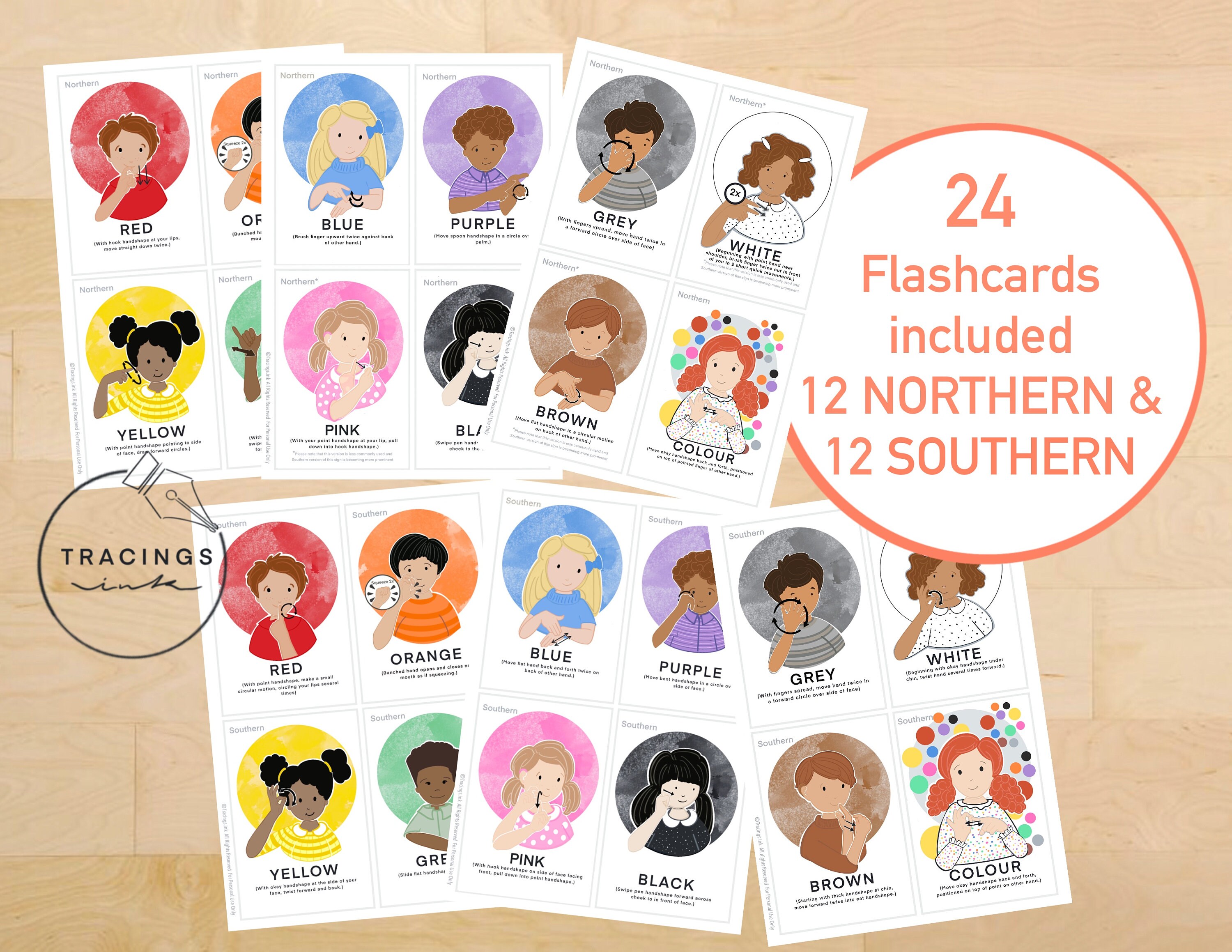 AUSLAN COLOUR FLASHCARDS Printable Sign Language - Educational ...