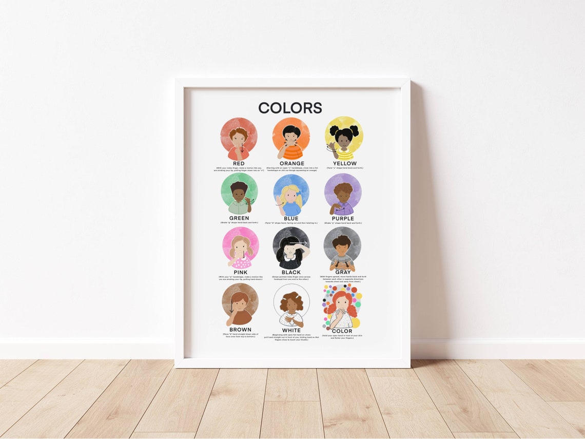 ASL COLOR POSTER Printable Sign Language Educational Poster - Etsy