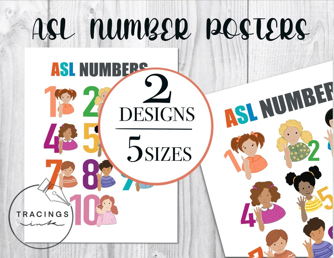 ASL NUMBER POSTERS Printable Sign Language - Educational - Playroom ...
