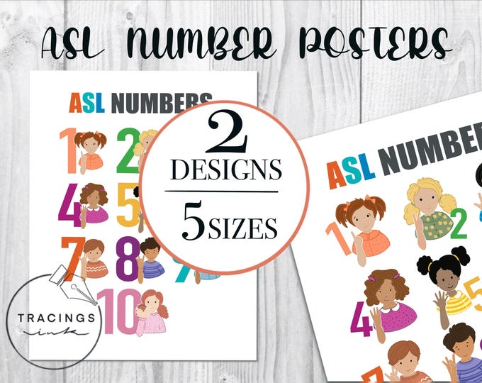 ASL NUMBER POSTERS Printable Sign Language - Educational - Playroom ...