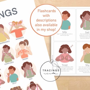 MY FEELINGS ASL Sign Language Poster 20 Emotions - Educational Poster ...