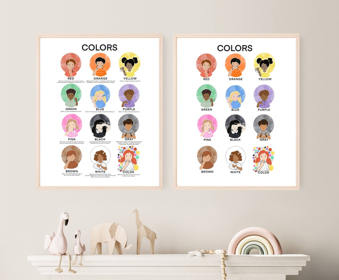 ASL COLOR POSTER Printable Sign Language Educational Poster - Etsy