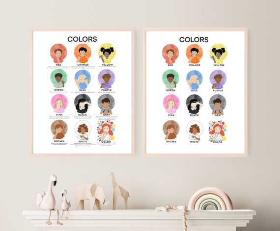 ASL COLOR POSTER Printable Sign Language Educational Poster - Etsy