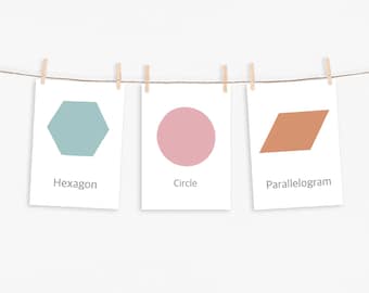 Watercolor 2D Shapes Flashcards Preschool Printables - Etsy