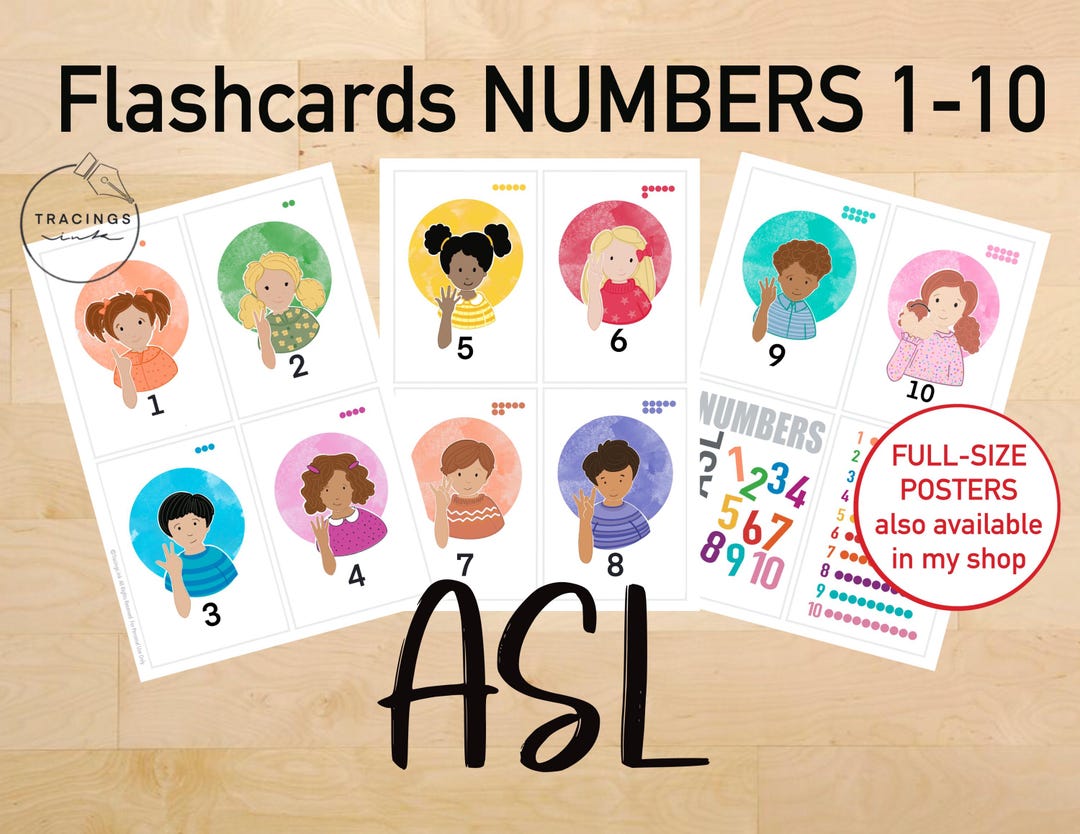 ASL NUMBER FLASHCARDS 1-10 Printable Sign Language - Educational ...