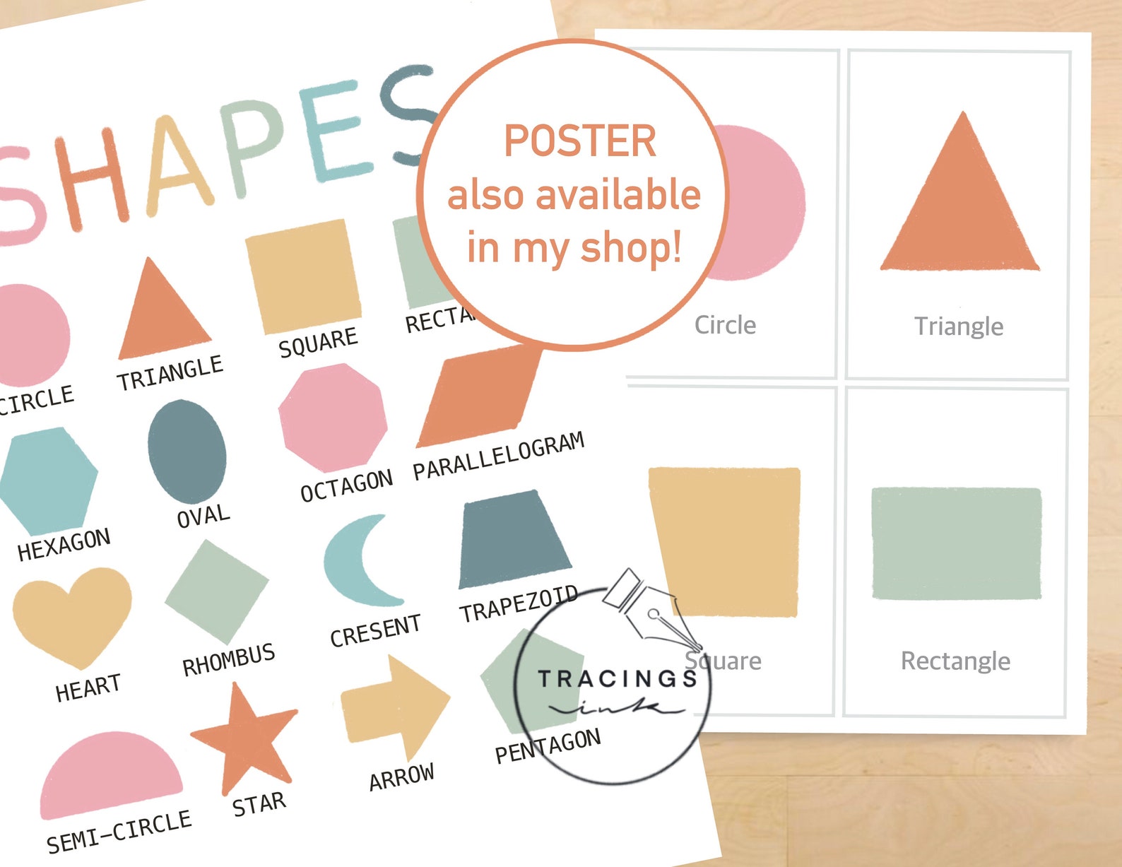 SHAPE FLASHCARDS MINIMALIST Weather Montessori Classroom Homeschool ...