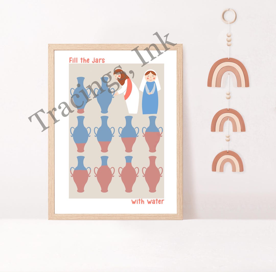 WATER and WINE- Jesus Miracle Wedding Cana- Folk Art - School -nursery ...