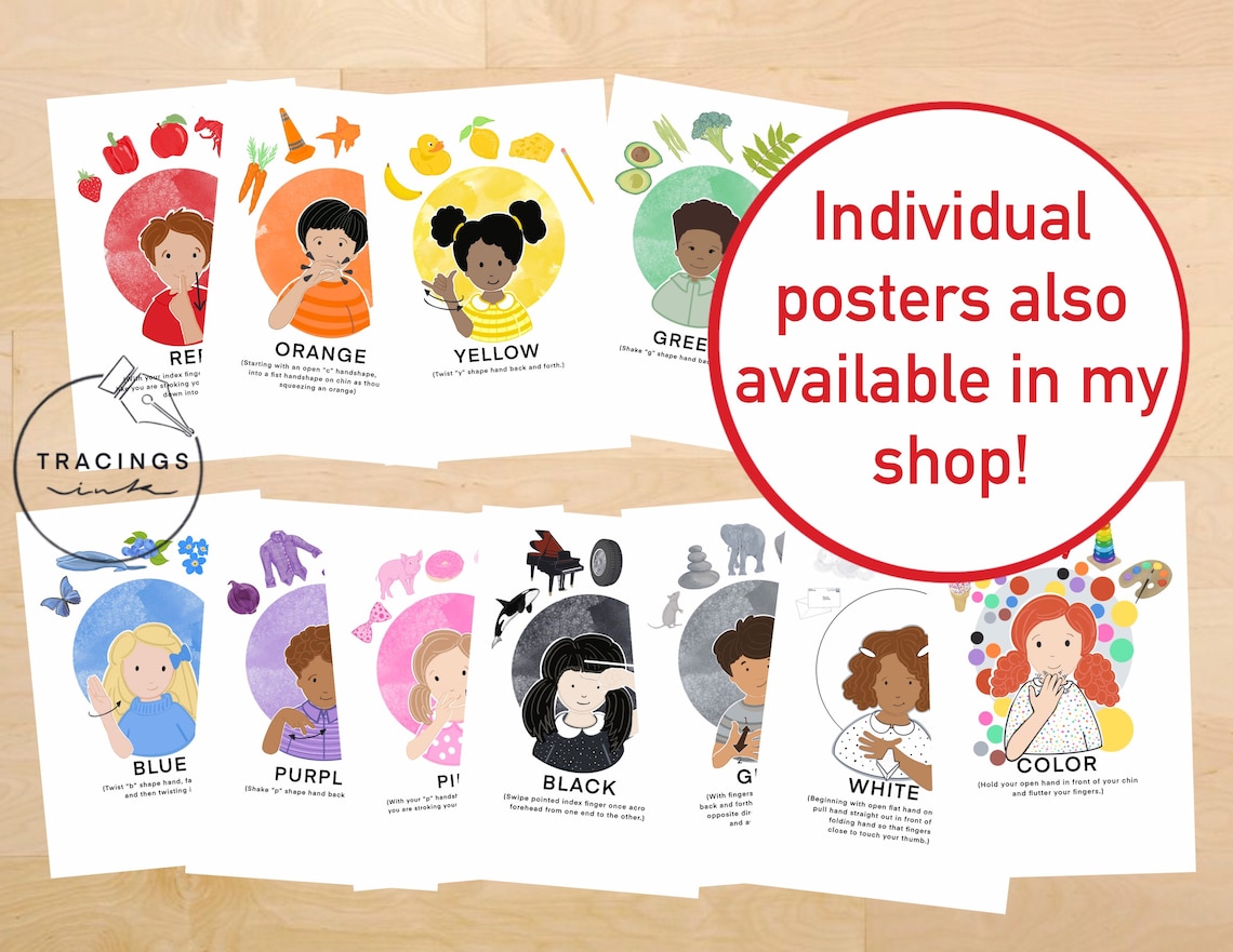ASL COLOR POSTER Printable Sign Language - Educational Poster ...