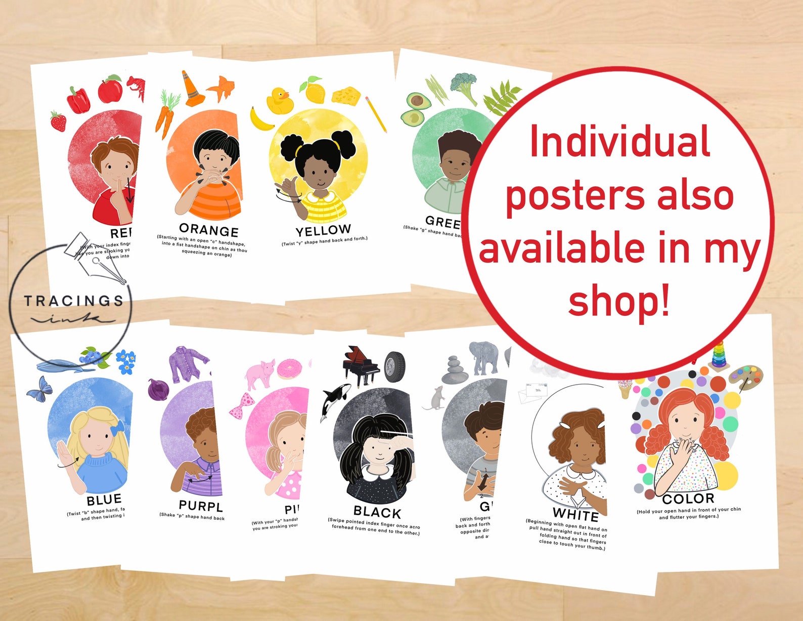 ASL COLOR POSTER Printable Sign Language Educational Poster - Etsy