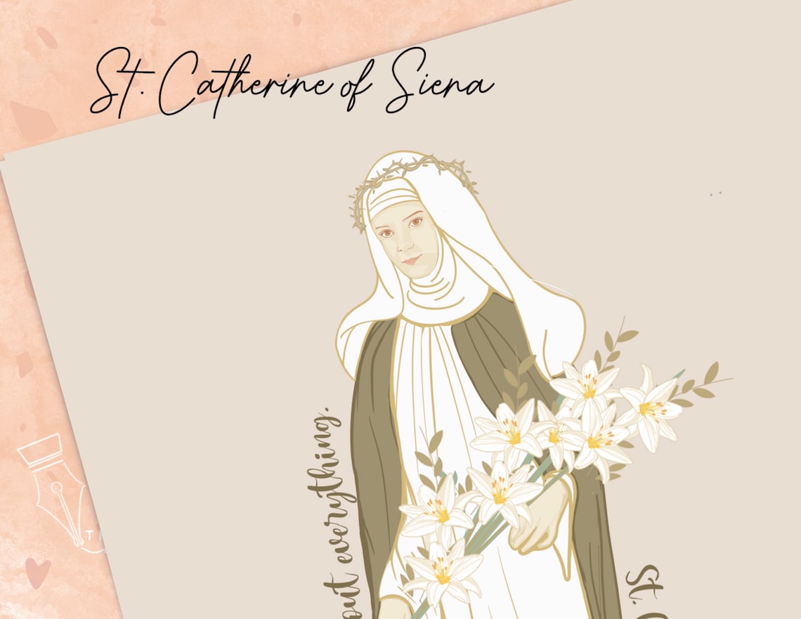 ST CATHERINE of SIENA - Catholic Saint Art Print - Digital Download ...