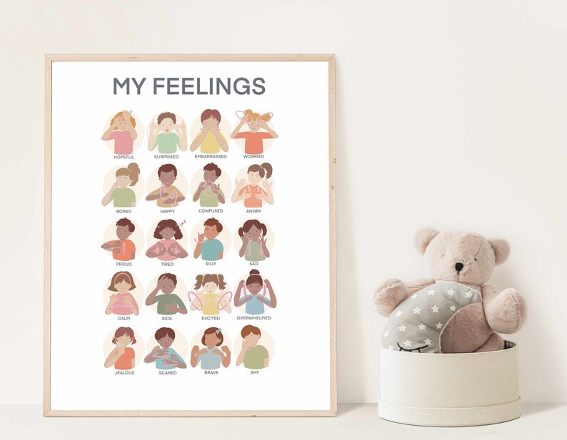 MY FEELINGS ASL Sign Language Poster 20 Emotions Educational | Etsy