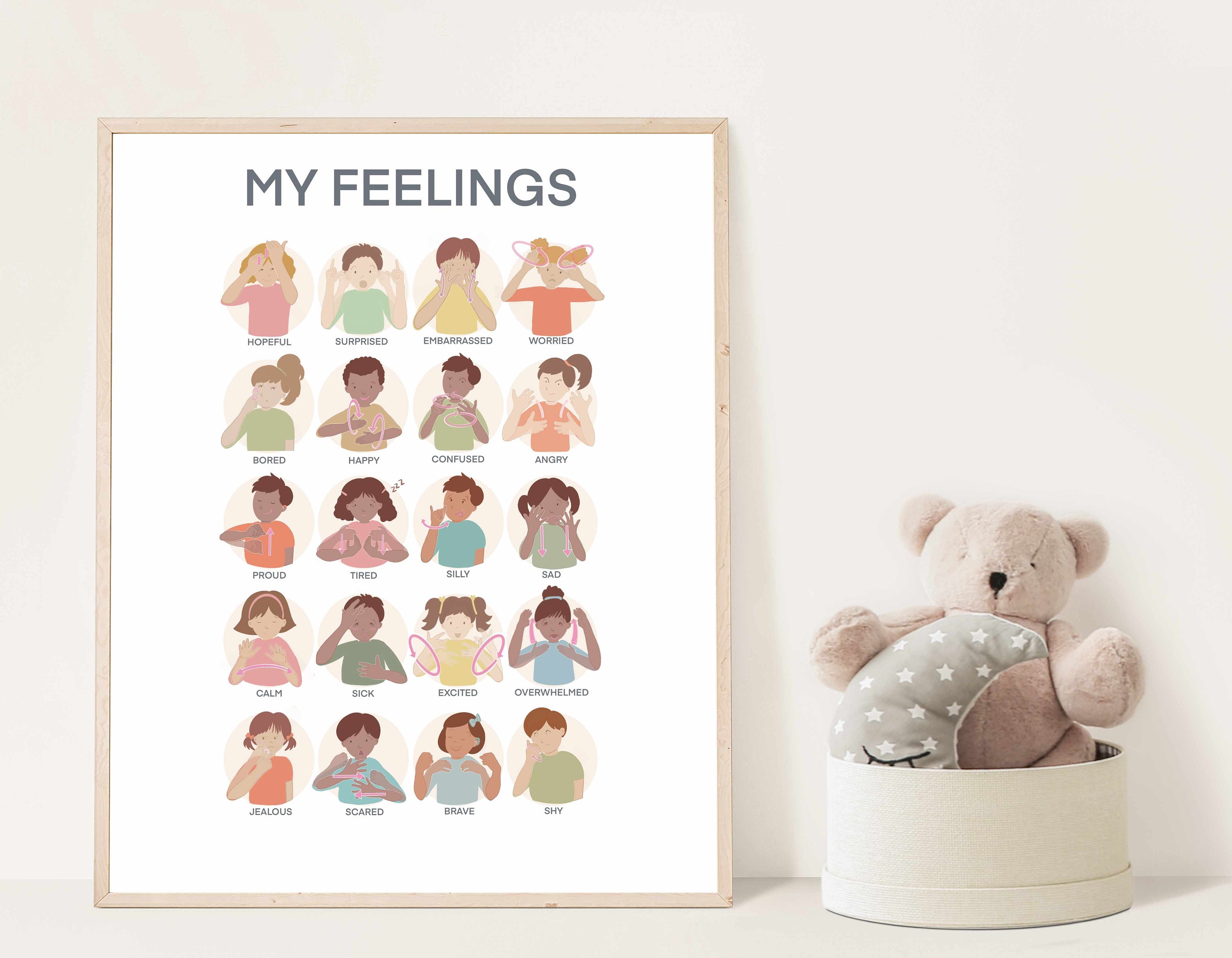 Sign Language Feelings Printables Emotions Coloring Pages ASL ASL