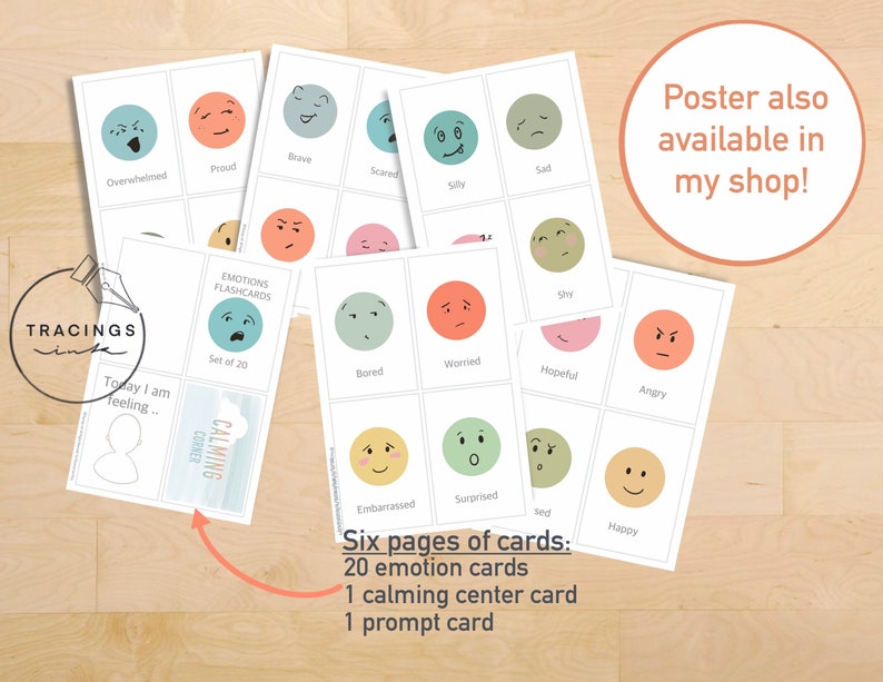 MY FEELINGS MINIMALIST Simple Emotions Flashcards With 20 - Etsy