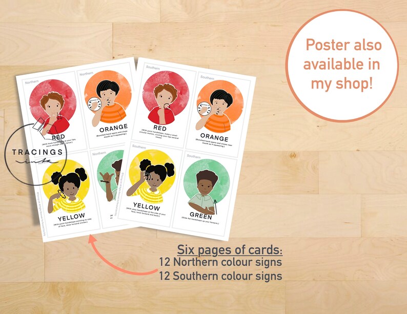 AUSLAN COLOUR FLASHCARDS Printable Sign Language - Educational ...