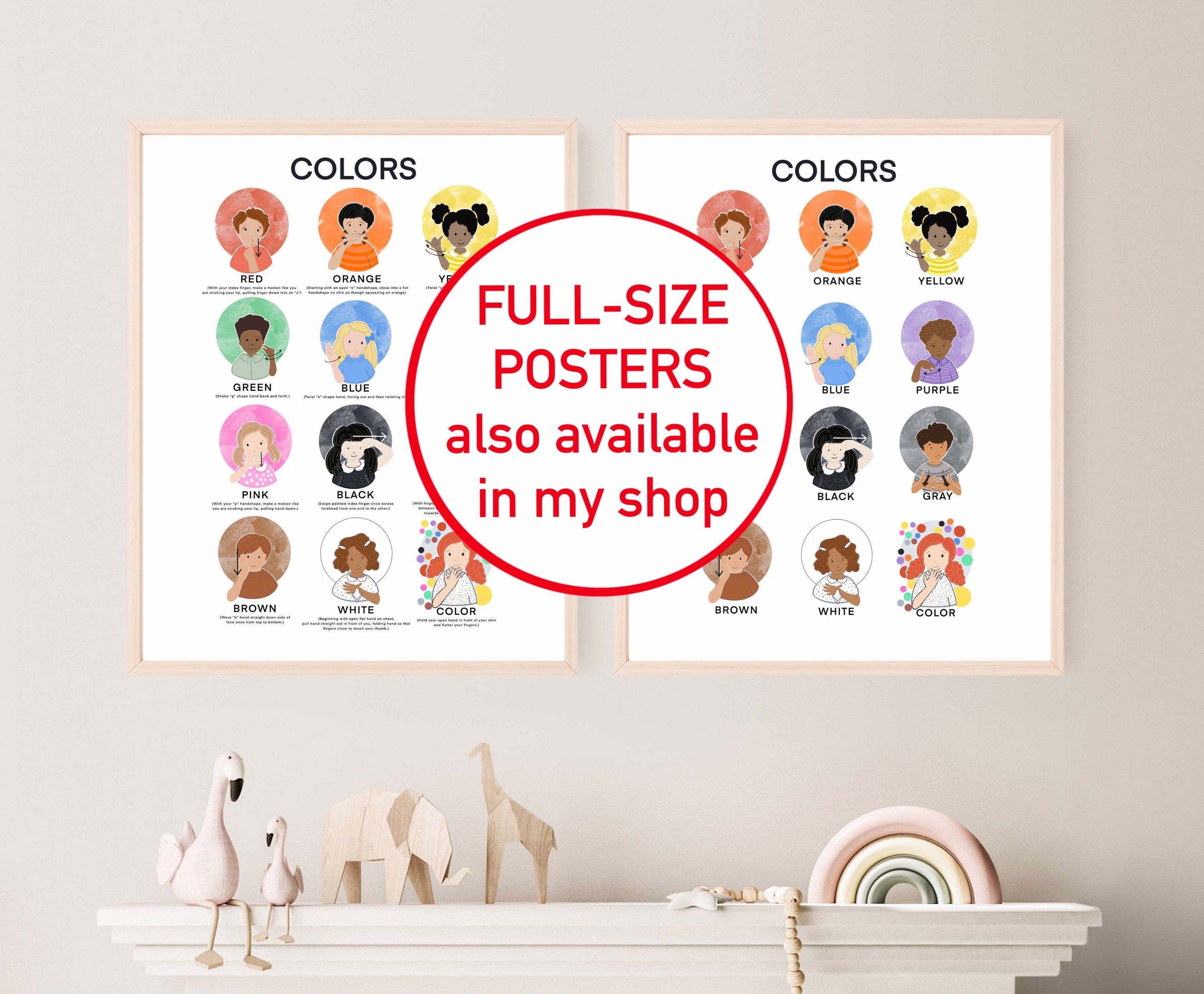 Montessori Playroom Wall Art 12 ASL COLOR POSTERS - Etsy