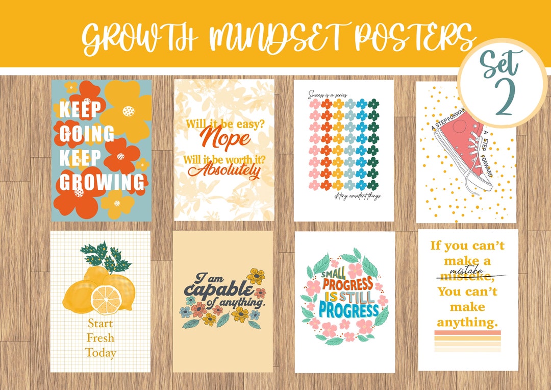 GROWTH MINDSET Posters- BRIGHT - Classroom Decor - 8 Posters - Set 2 ...