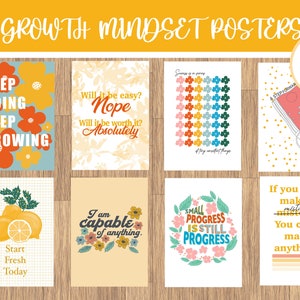 GROWTH MINDSET Posters- BRIGHT - Classroom Decor - 8 Posters - Set 2 ...