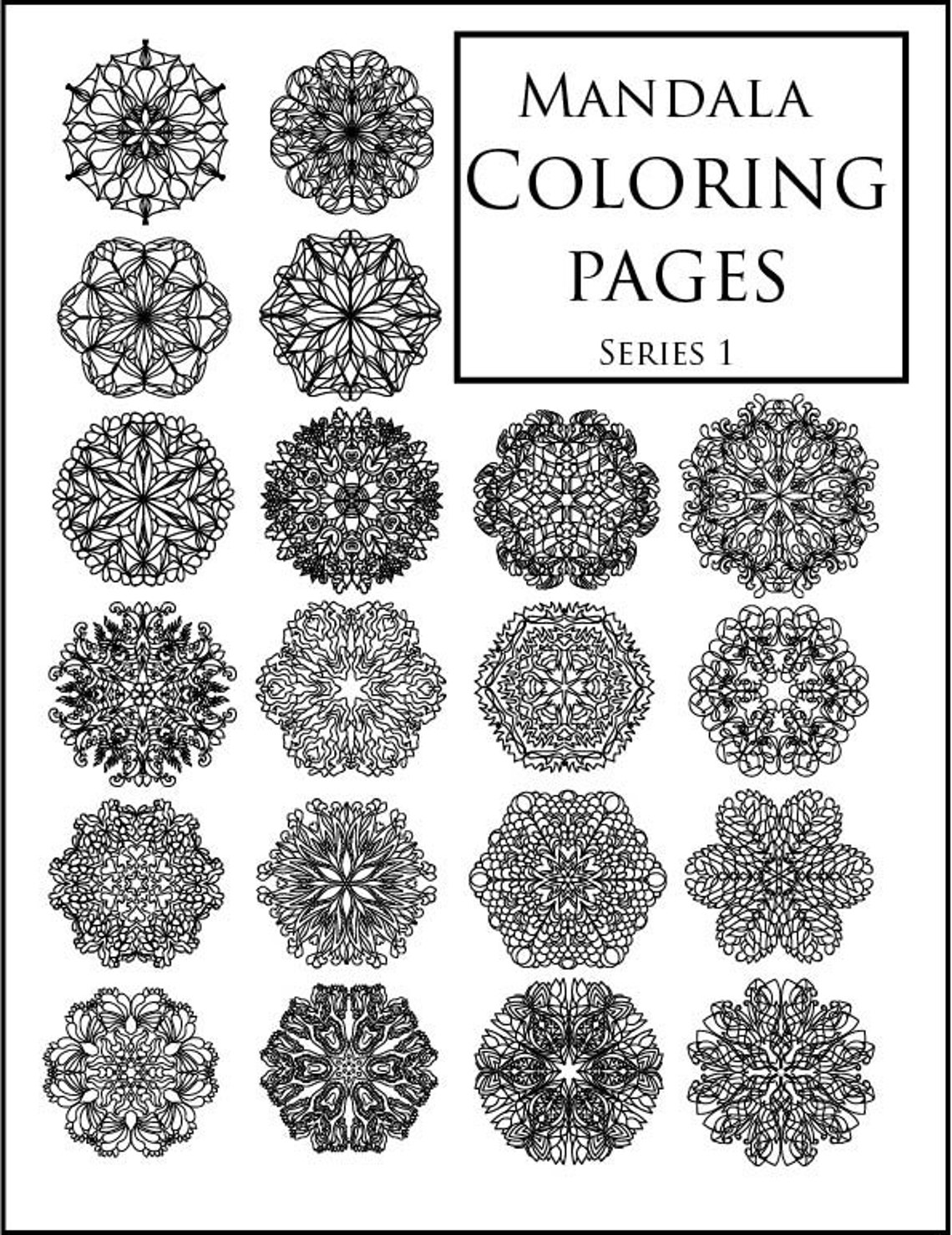 Printable PDF 20 Page Adult Coloring Book Zen Mandala Pages | Etsy
