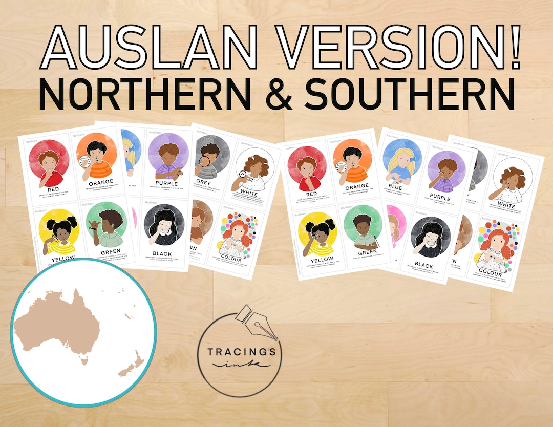 AUSLAN COLOUR FLASHCARDS Printable Sign Language - Educational ...