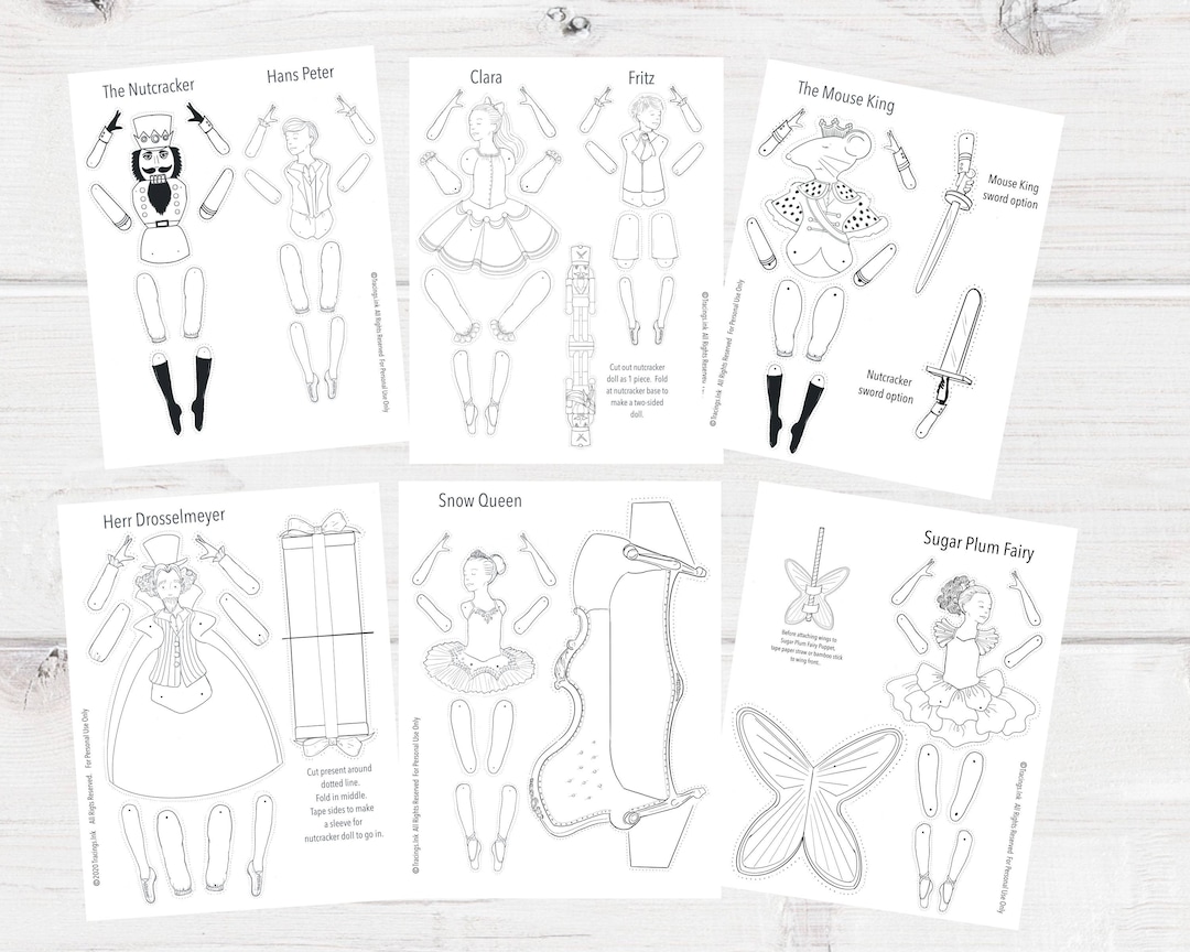 Nutcracker Ballet Printable Puppets Puppet Set - PDF Instant Download ...