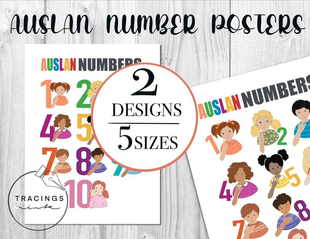 AUSLAN NUMBER POSTERS Printable Sign Language - Educational - Playroom ...