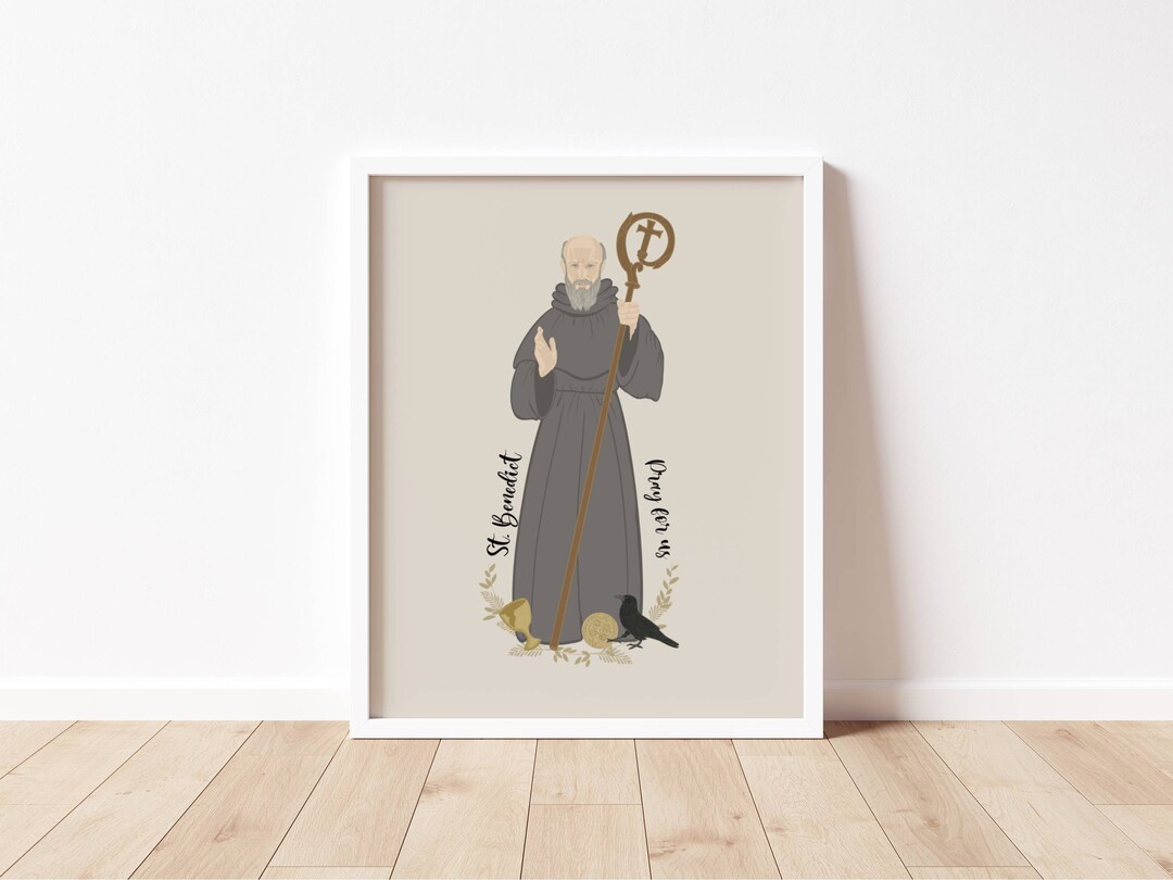 ST BENEDICT- Catholic Saint Art Print - Digital Download - Communion of ...