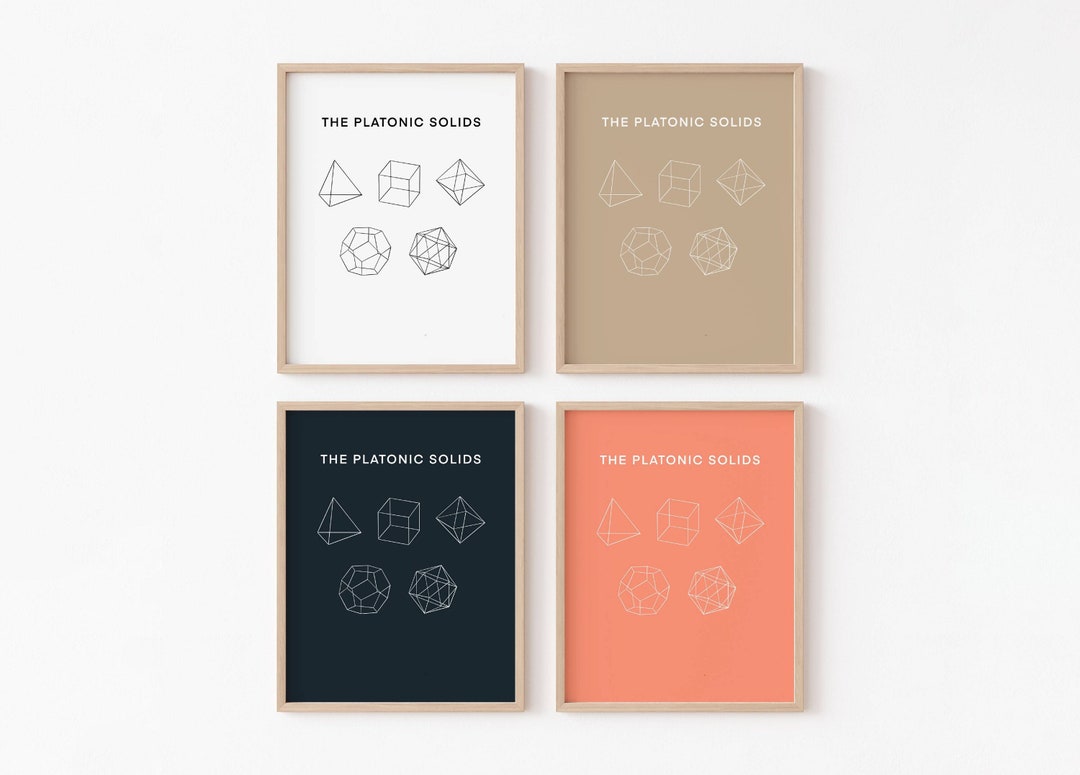 Platonic Solids, Minimalist Geometry, MATH Art Print DIGITAL DOWNLOAD ...