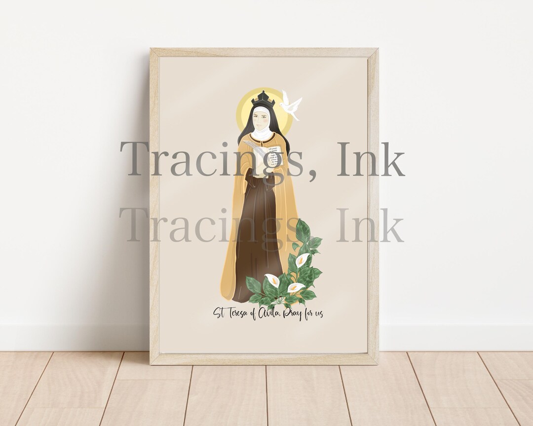 St. TERESA of AVILA - Catholic Saint Art Print - Digital Download ...