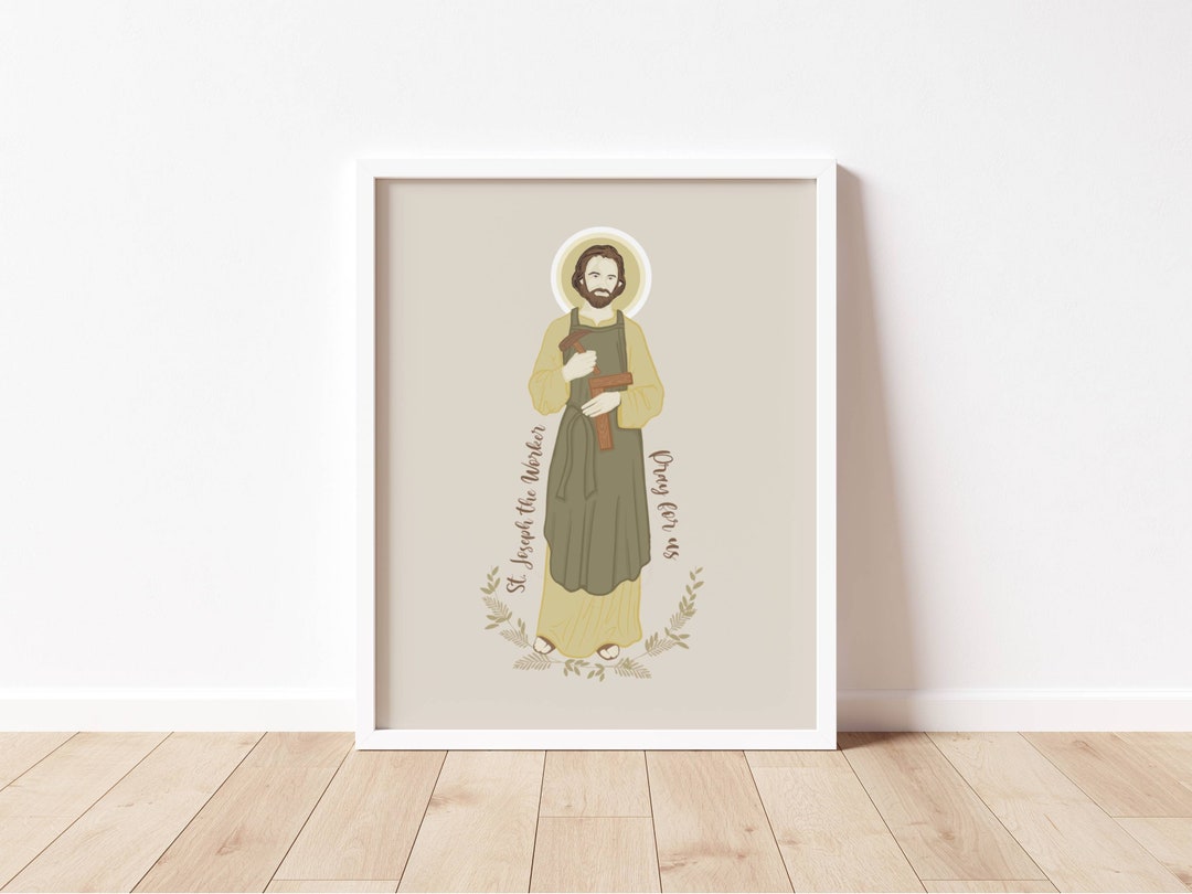 St. JOSEPH THE WORKER Catholic Saint Art Print Digital Download ...