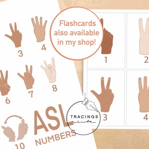 ASL NUMBERS FLASHCARDS -counting Simple Flashcards 1-10 - Calm Corner ...