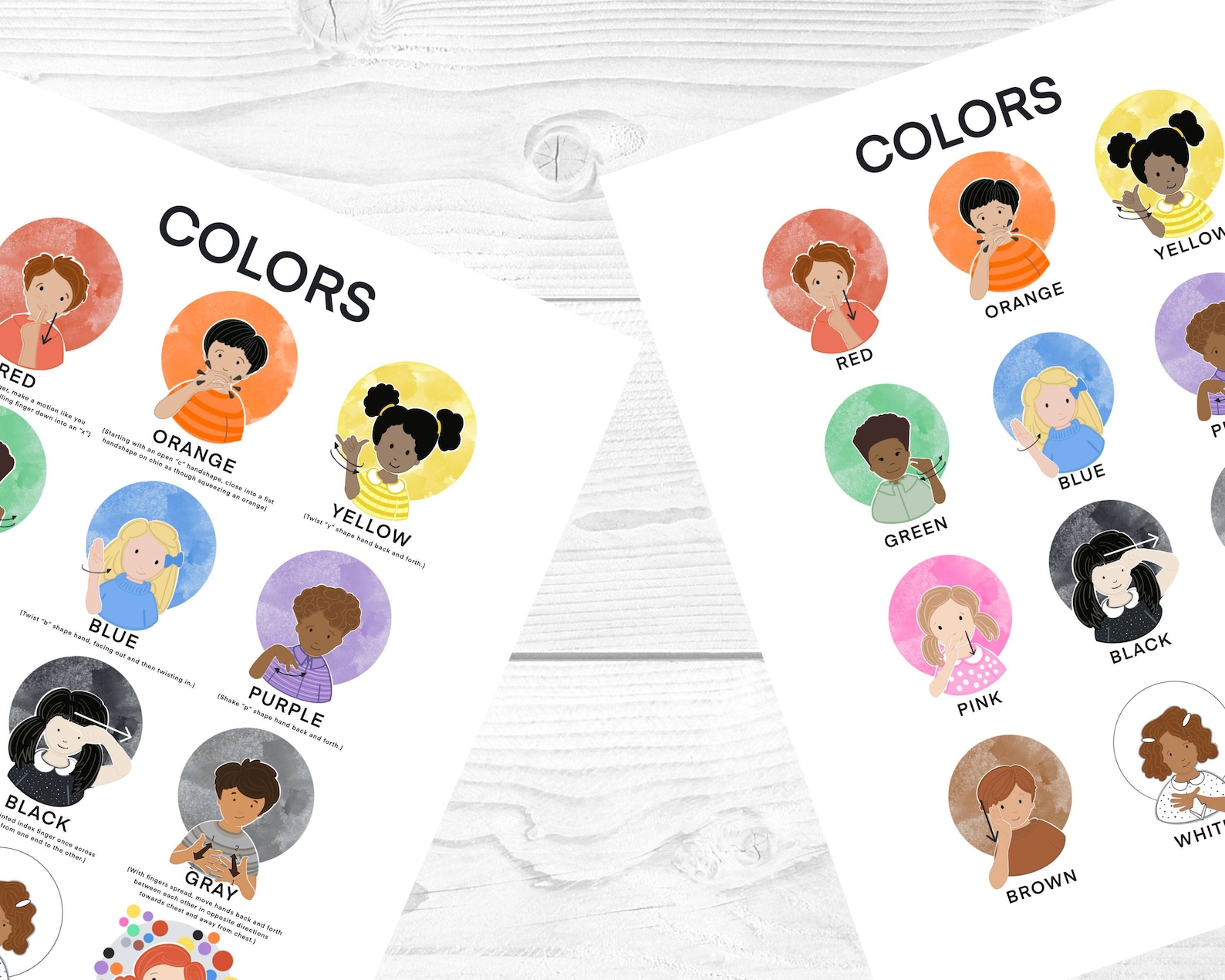 ASL COLOR POSTER Printable Sign Language Educational Poster - Etsy