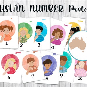 10 AUSLAN NUMBER POSTERS - Flashcard Printable Sign Language ...