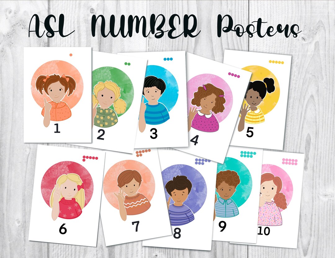 10 ASL NUMBER POSTERS - Flashcards- Printable Sign Language ...