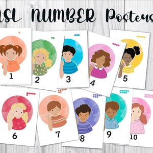 10 ASL NUMBER POSTERS - Flashcards- Printable Sign Language ...