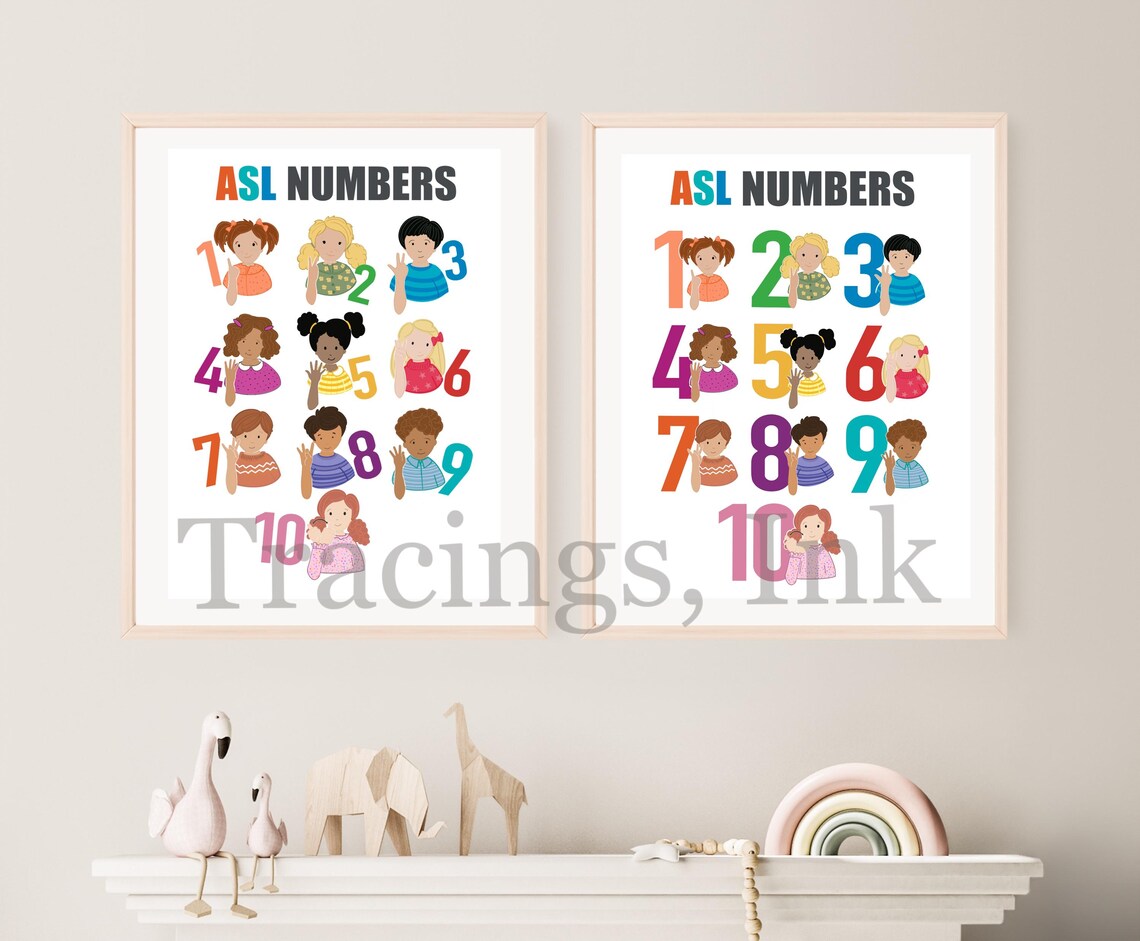 ASL NUMBER POSTERS Printable Sign Language - Educational - Playroom ...