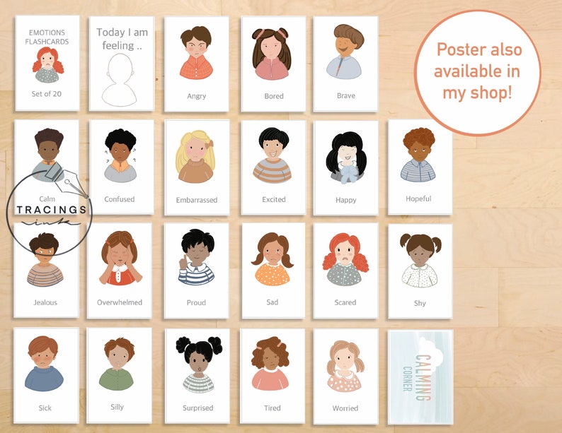 MY FEELINGS Emotions FLASHCARDS With 20 Emotions Educational - Etsy Canada