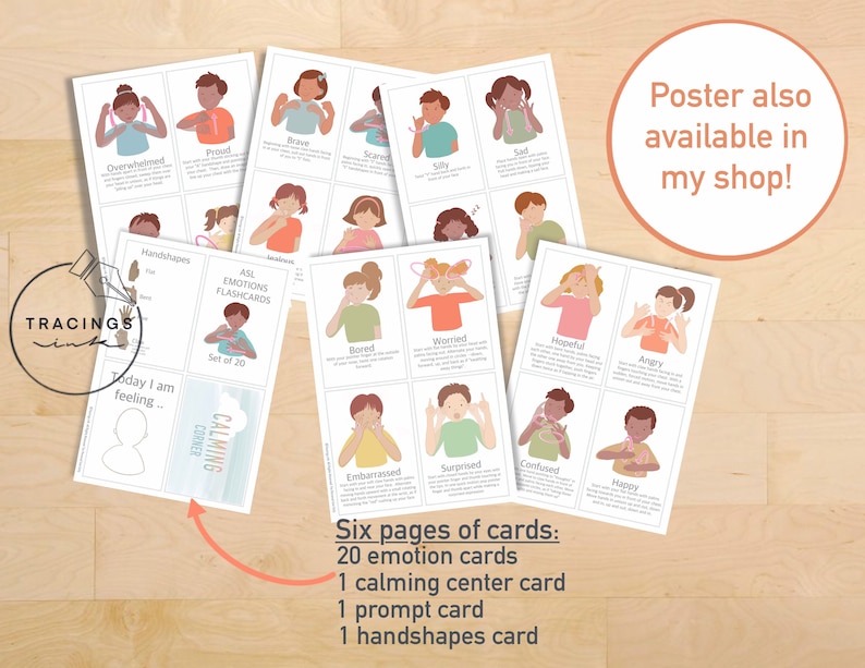 MY FEELINGS ASL Sign Language Flashcards 20 Emotions - Educational ...