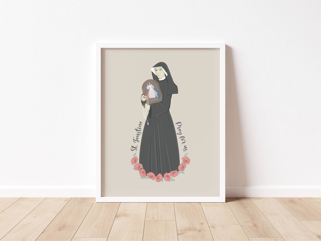 St FAUSTINA - DIVINE MERCY - Catholic Saint Art Print - Digital ...