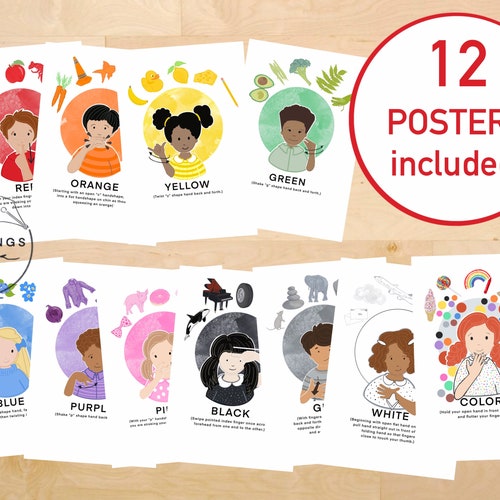 Montessori Playroom Wall Art 12 ASL COLOR POSTERS - Etsy