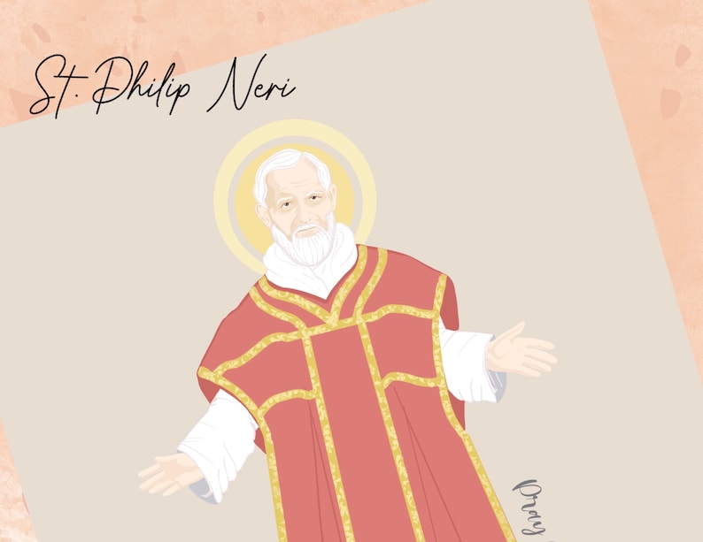 St Philip Neri Catholic Saint Art Print Digital Download Etsy