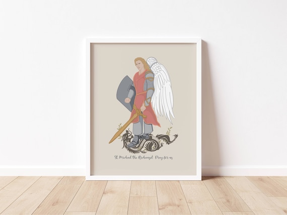 ST MICHAEL the ARCHANGEL Catholic Saint Art Print Digital | Etsy