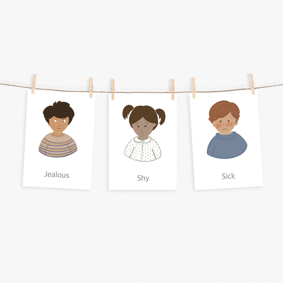 MY FEELINGS Emotions FLASHCARDS With 20 Emotions - Educational Poster ...