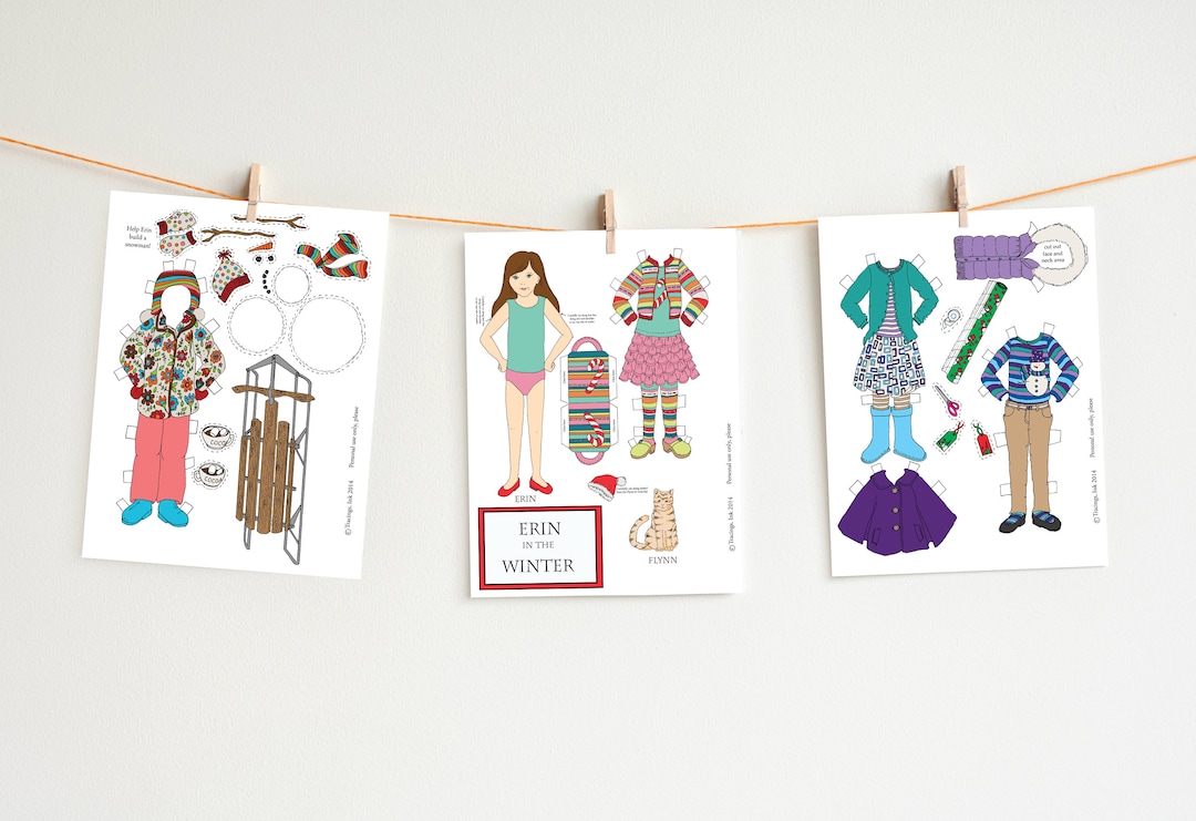8 Pages Winter Paper Doll PDF Instant Download + 11 Outfits ...