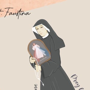 St FAUSTINA - DIVINE MERCY - Catholic Saint Art Print - Digital ...