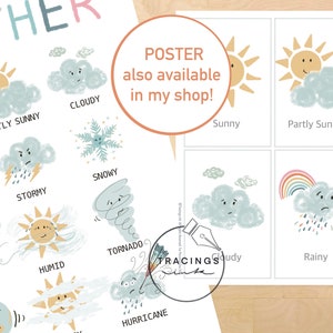 WEATHER FLASHCARDS - MINIMALIST - Weather - Montessori - Classroom ...