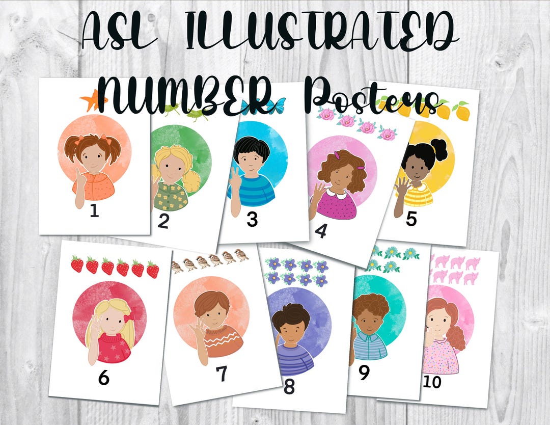 10 ASL NUMBER COUNTING Posters - Flashcards- Printable Sign Language ...